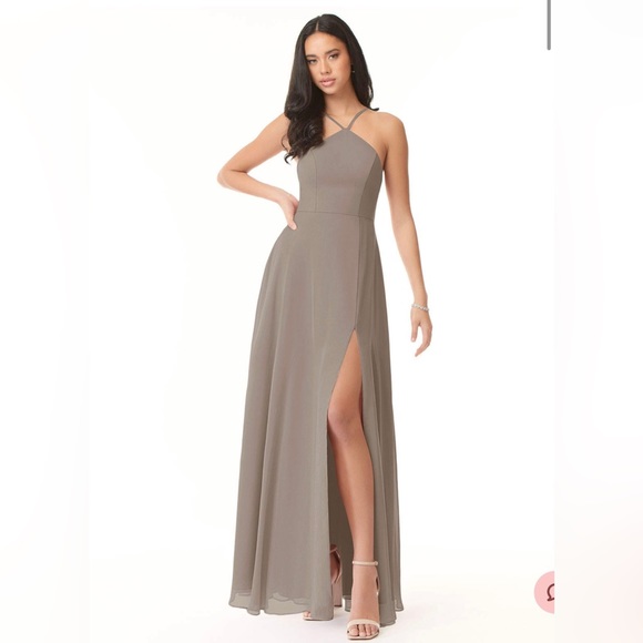 Azazie | Dresses | Azazie Bailey Taupe Bridesmaid Dress Nwt Sizing In ...